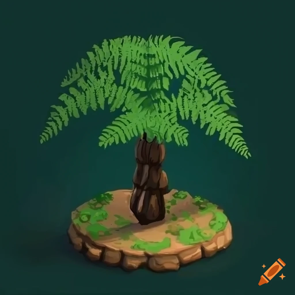 2d isometric game art of a tree fern on Craiyon