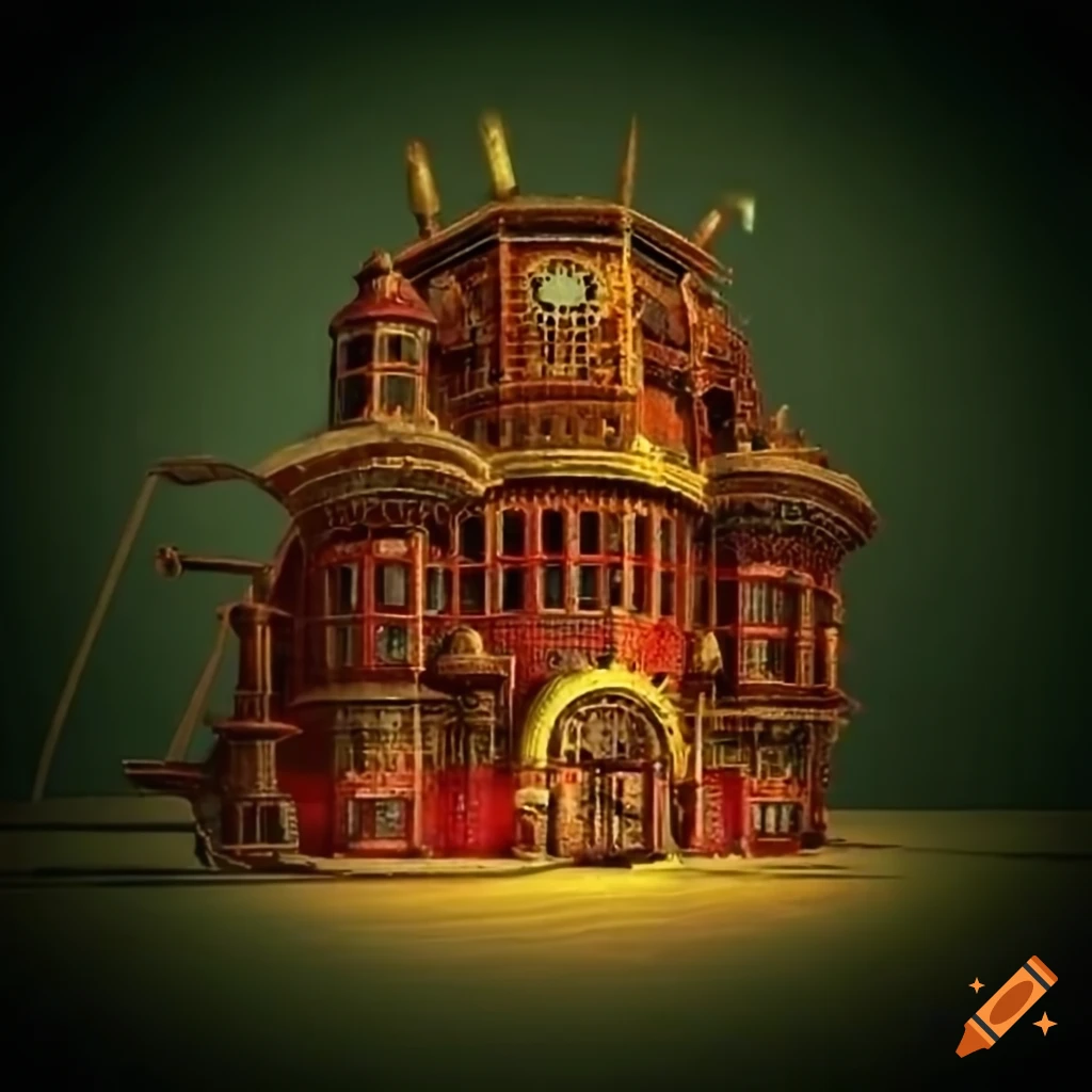 Steampunk gate for military fort in a steampunk setting on Craiyon