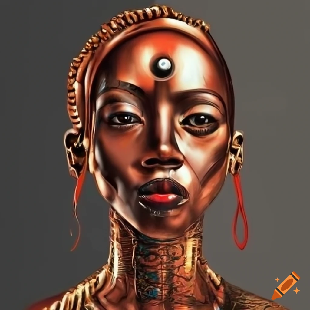 Manga-style artwork of an african woman ready to fight a hippopotamus ...