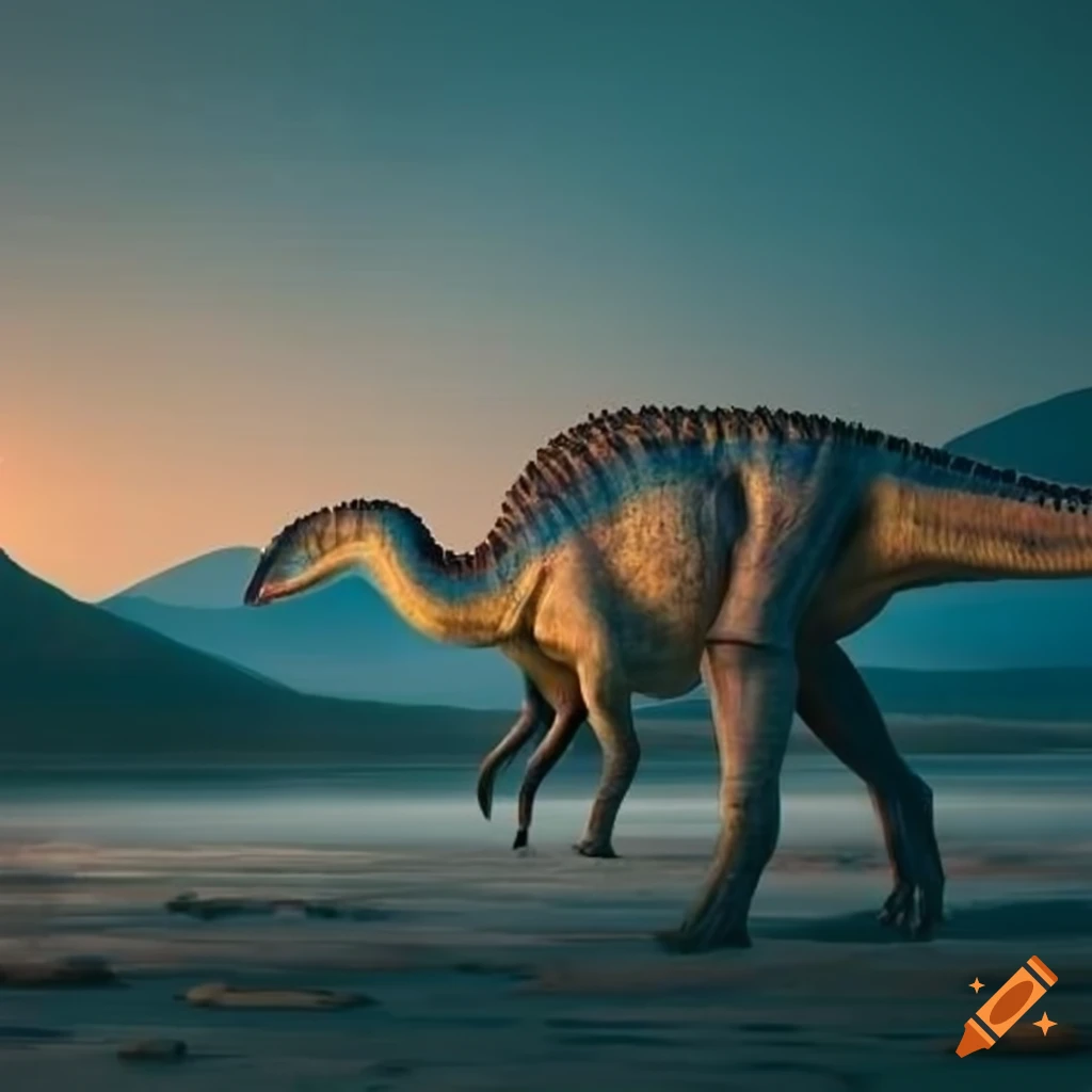 Artistic depiction of two hadrosaurus dinosaurs in a british columbia ...