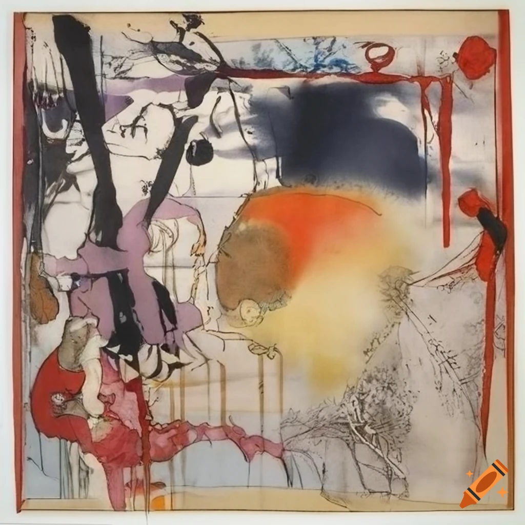 Robert rauschenberg japanese art nouveau watercolour and ink yoshitaka ...