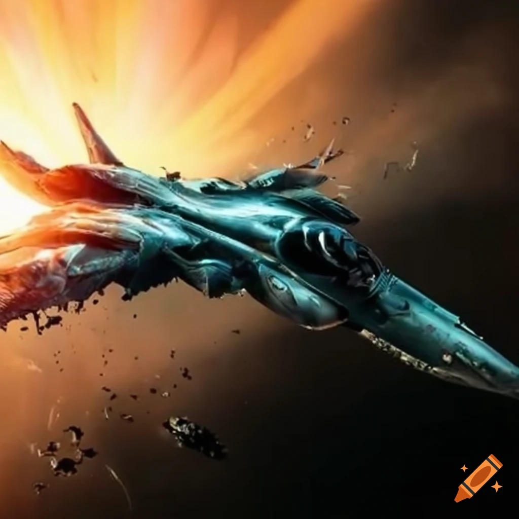 Fighter jet covered in alien biomass on Craiyon