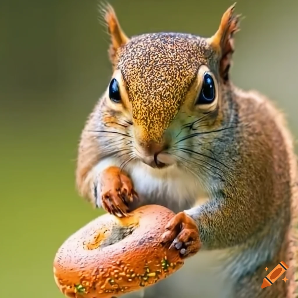 Squirrel eating a bagel on Craiyon
