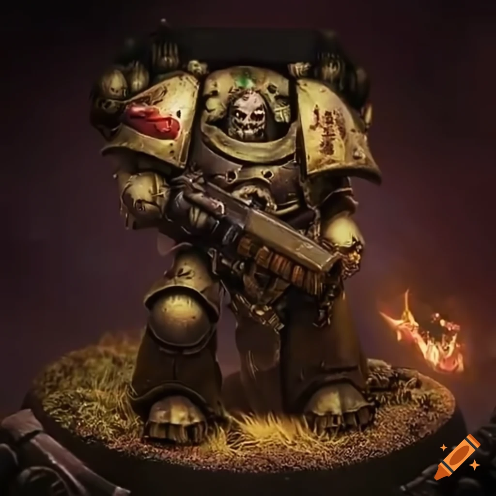 Dark-colored evil siege chaos mech with chainsaw arm and glowing parts ...