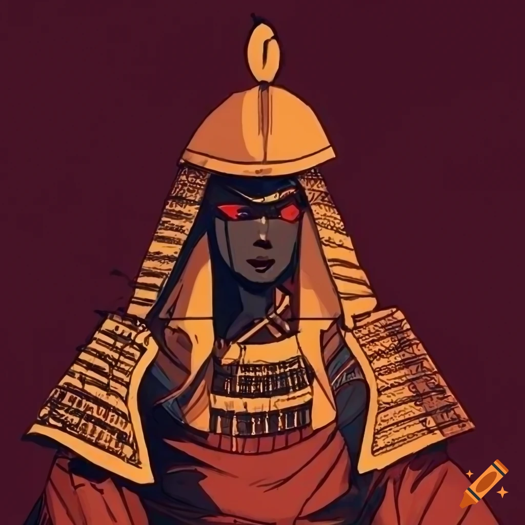 Art of a samurai in Egyptian style on Craiyon