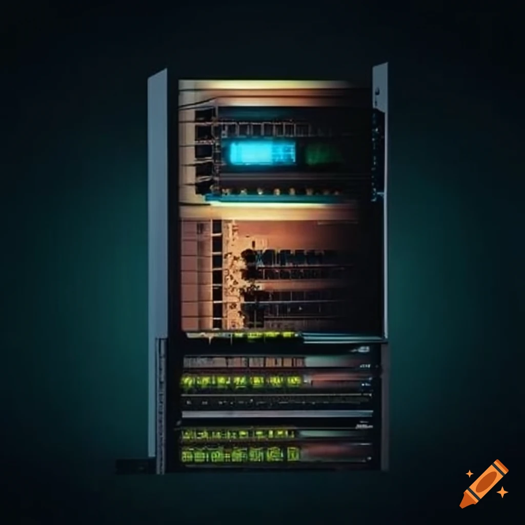 Rack with switches in a realistic landscape format on Craiyon
