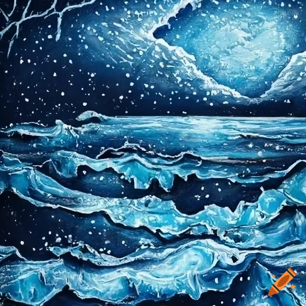 Ink drawing of a stormy sea with an island on Craiyon