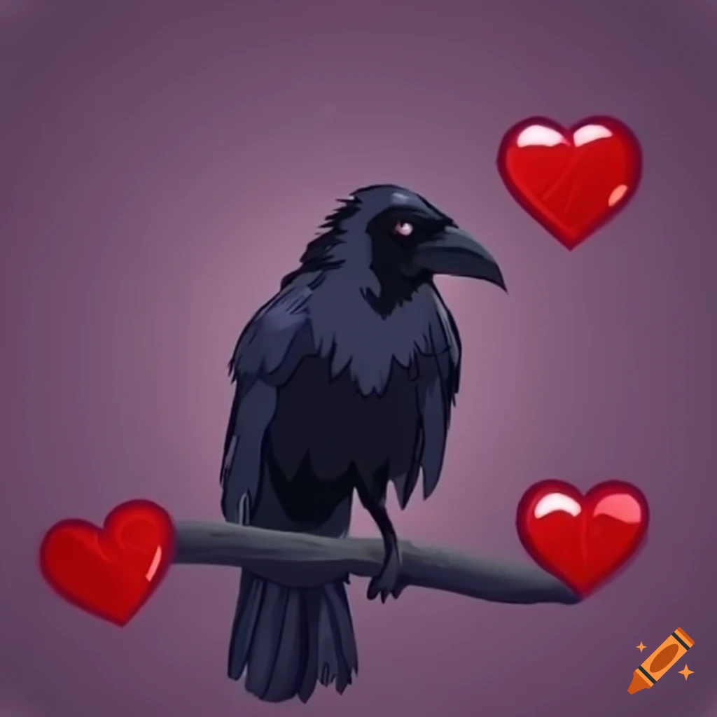 Cute crow expressing love with heart emoticon on Craiyon
