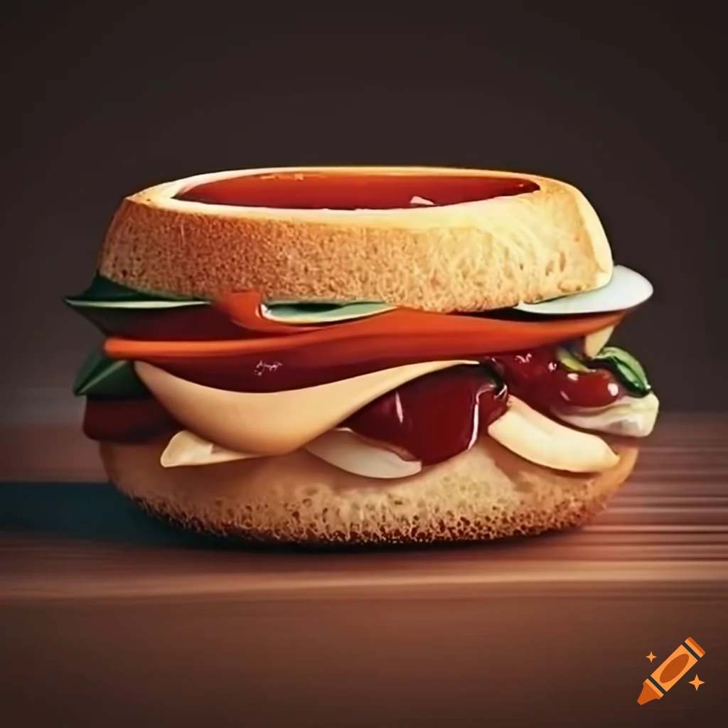 Delicious soup sandwich on Craiyon