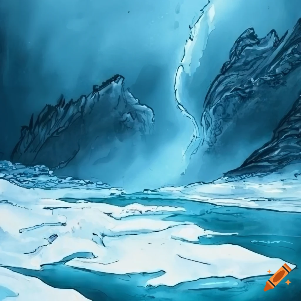 Detailed ink drawing of a desolate island in a storm on Craiyon