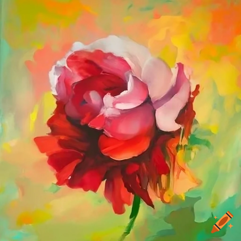 Dark and moody flower painting with cracked paint on Craiyon