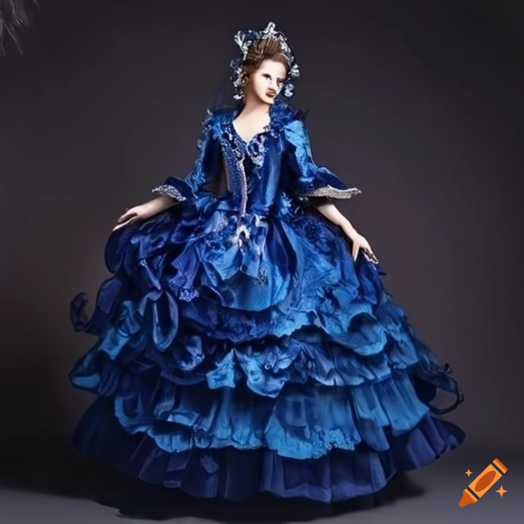 Ultramarine electric blue rococo-style dress