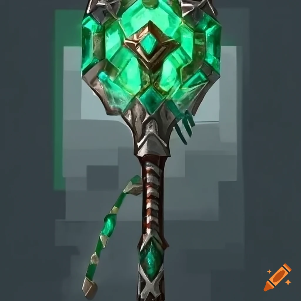 Emerald inlaid war hammer on Craiyon