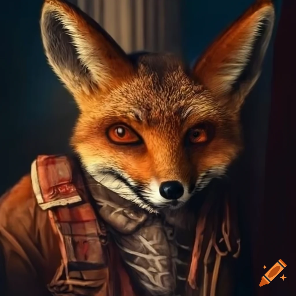 Traditional painting of a fox in japanese clothing on Craiyon