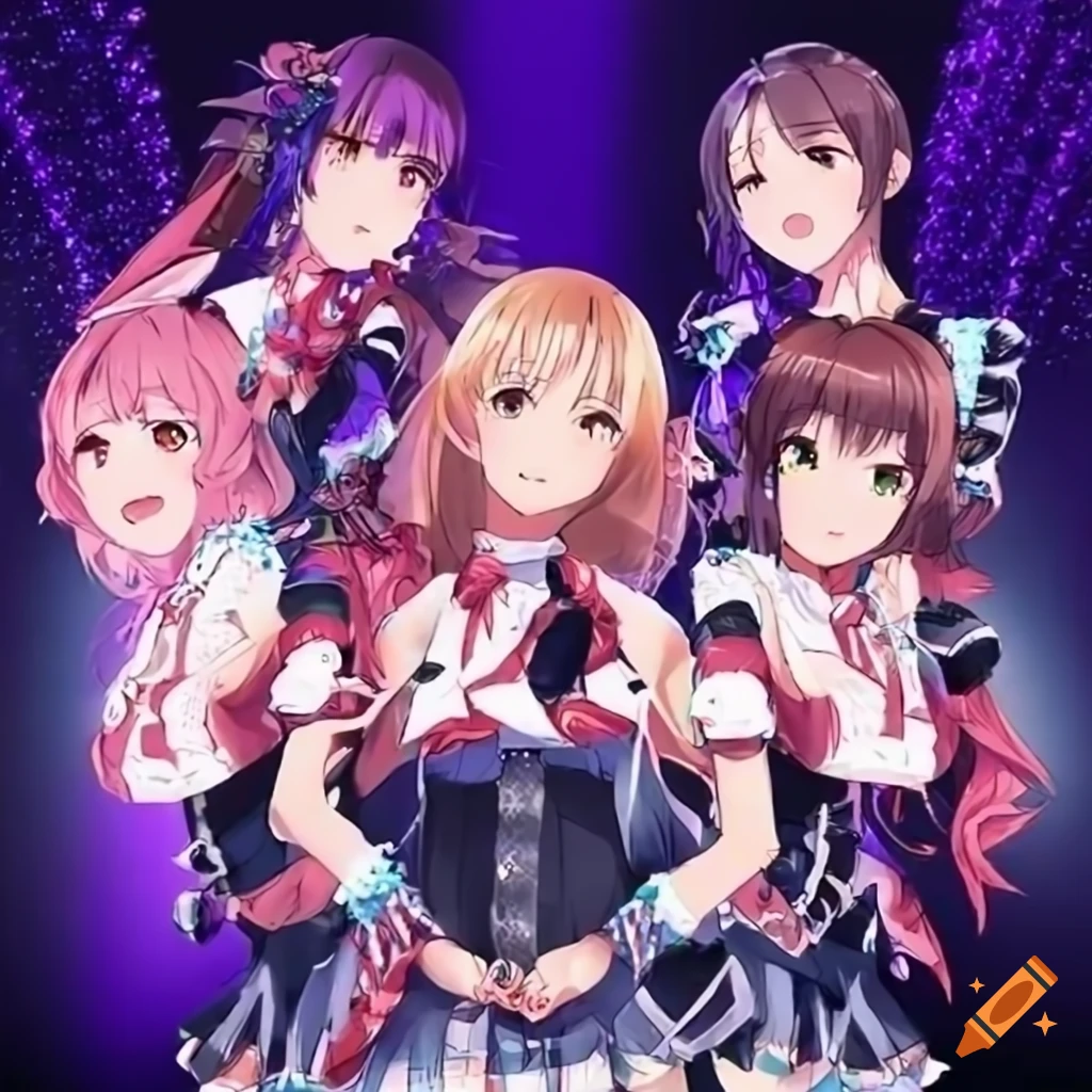 Anime idol group performing on stage