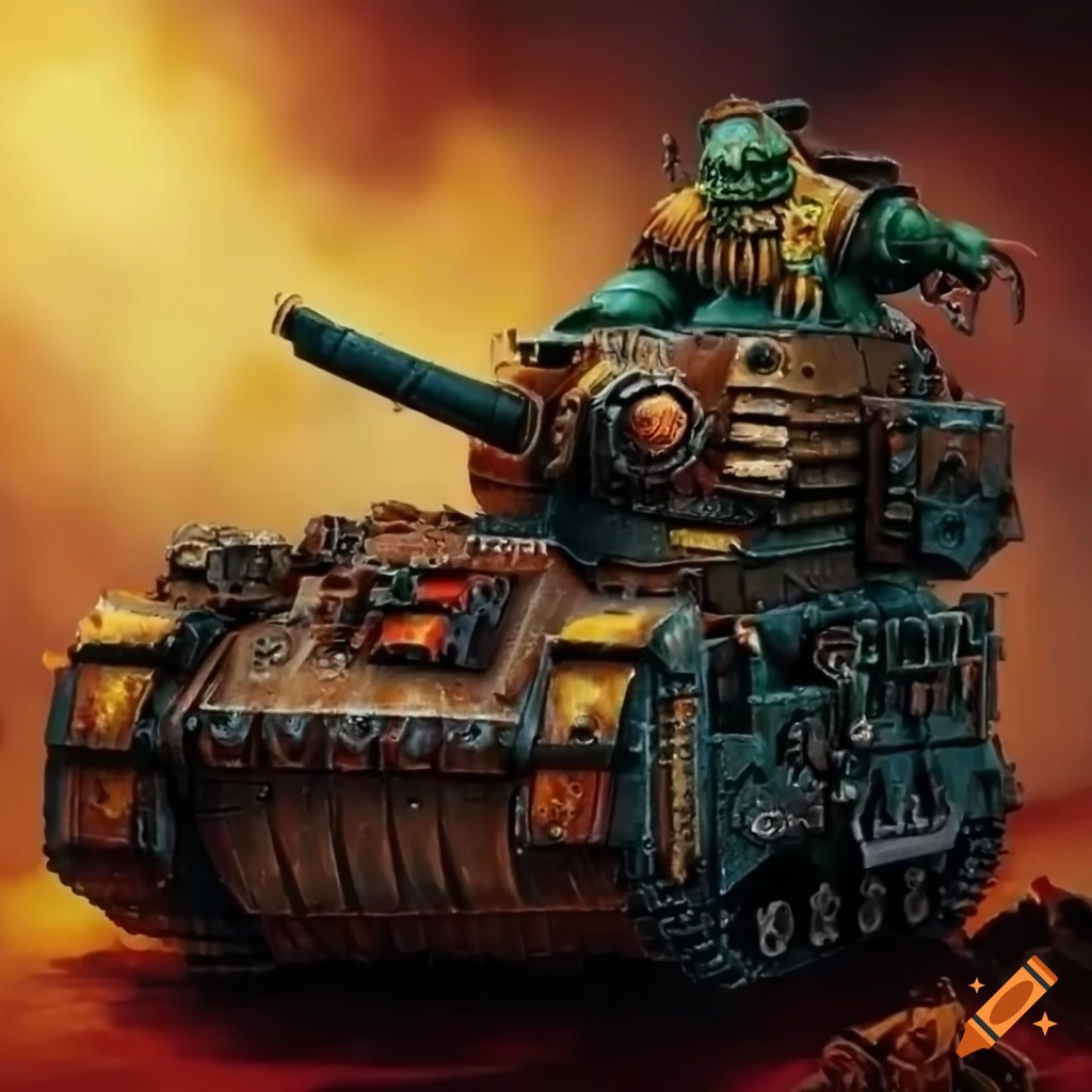 Image of a steampunk tank from warhammer ork empire on Craiyon