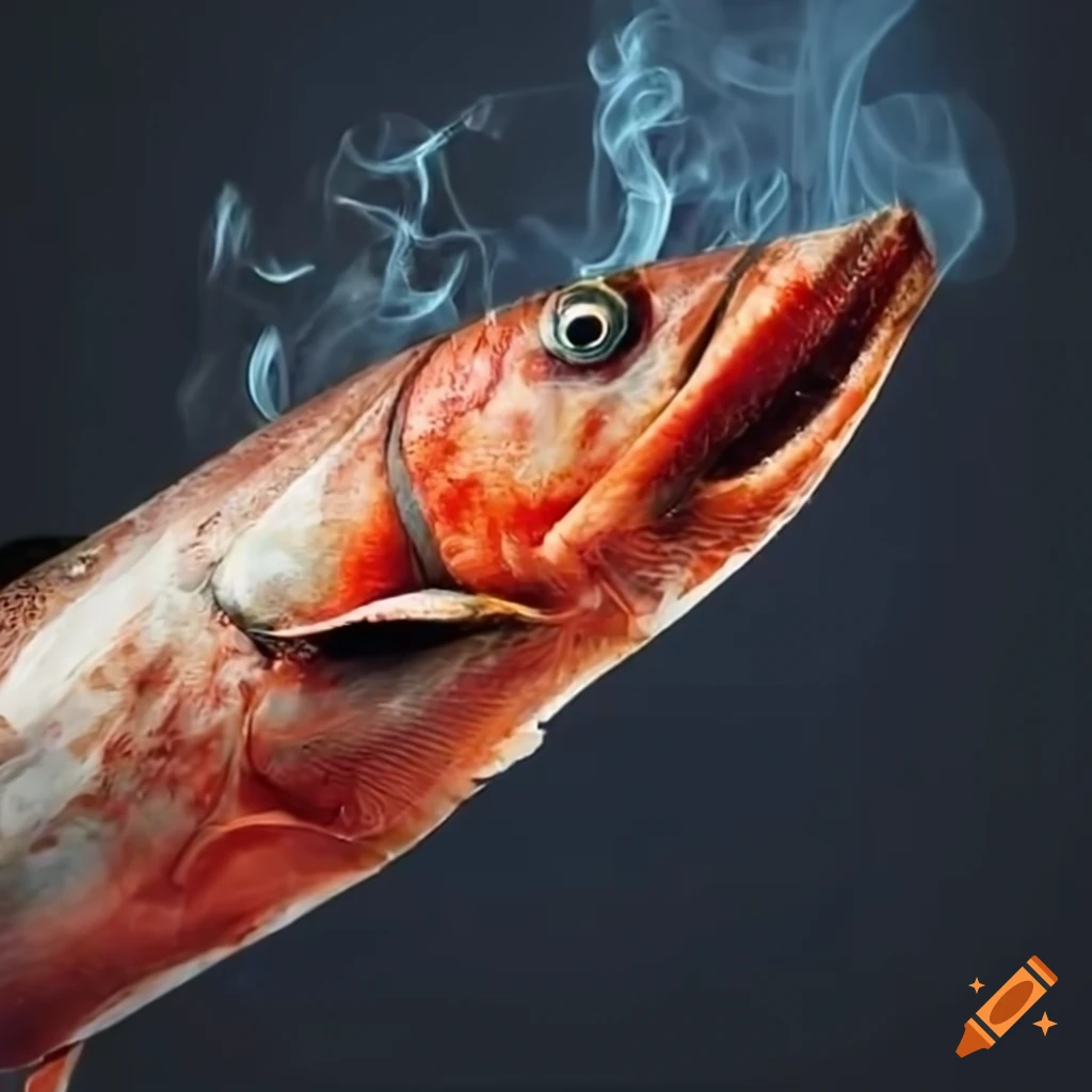 Smoking salmon fish dish