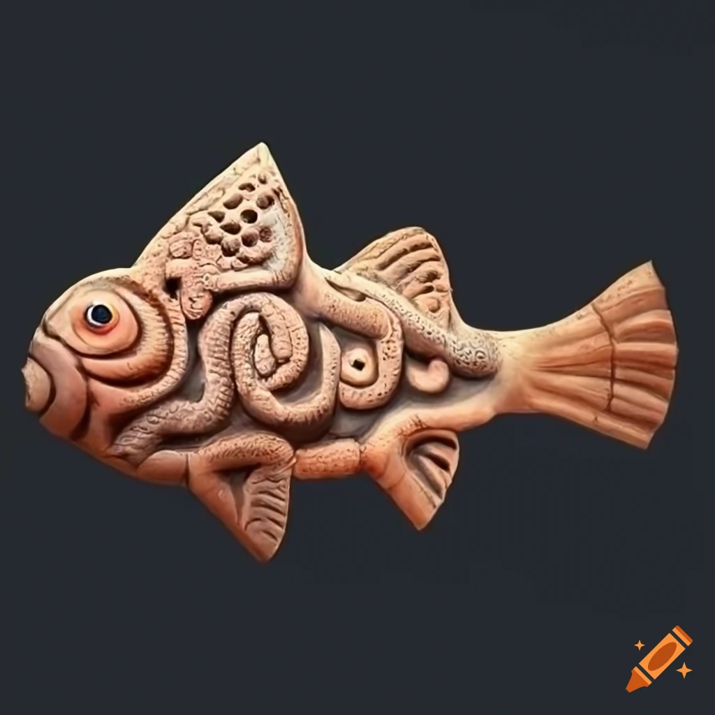 Chavín style fish artwork