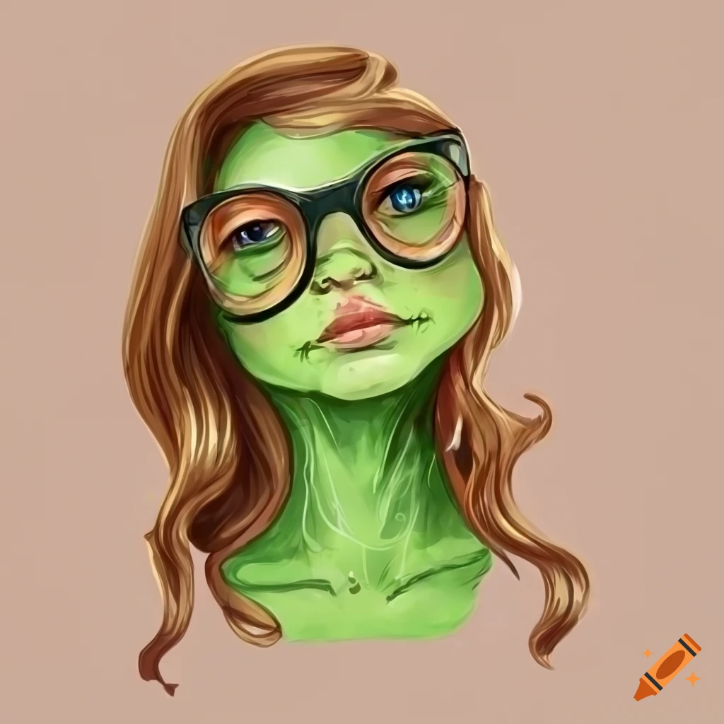 Drawing of a stylish female frog with glasses