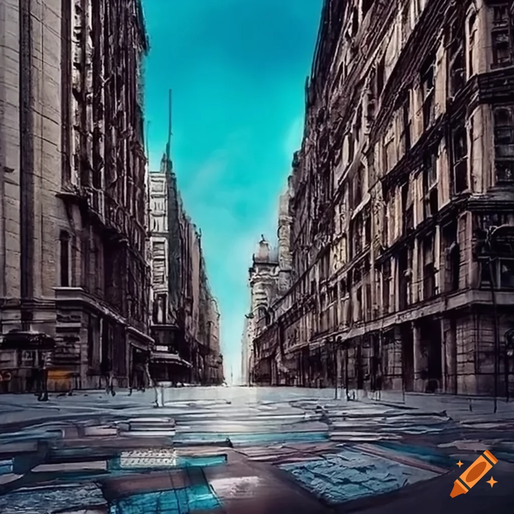 Realistic art of a walking building in a city