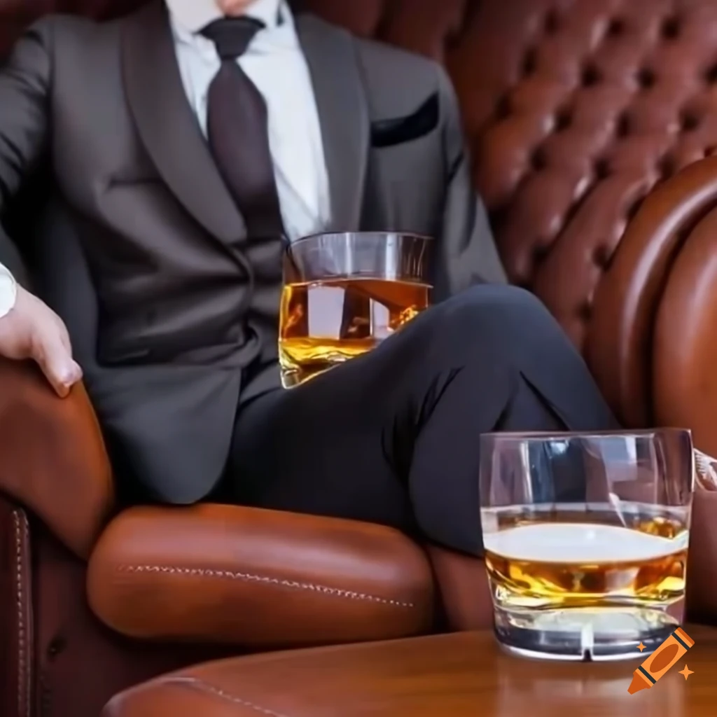 Man feeling disappointed while drinking whiskey in a cabin on Craiyon