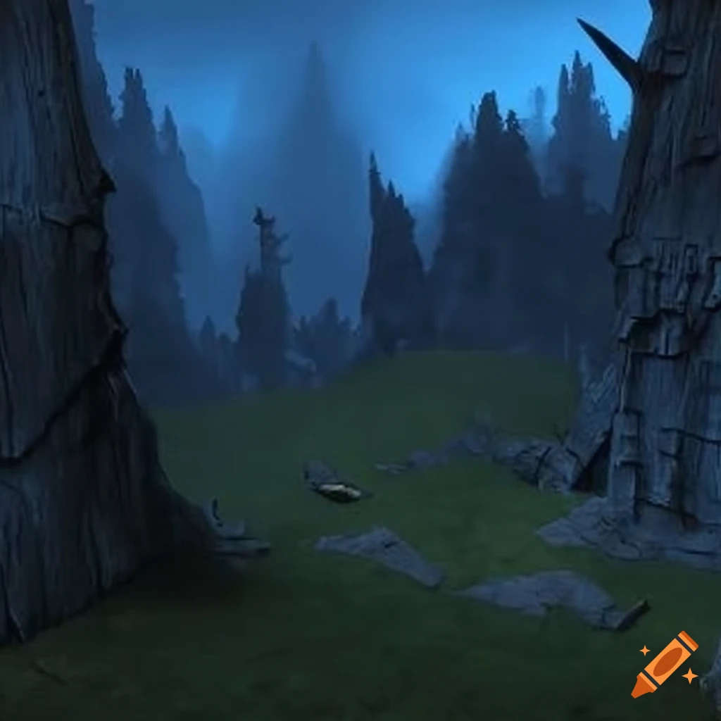 Image of treacherous terrain in a video game on Craiyon
