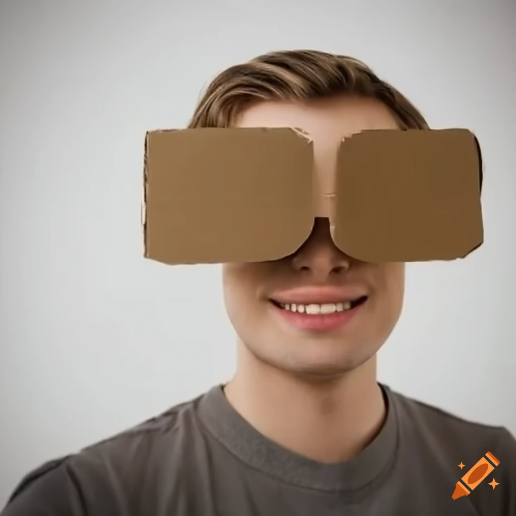 Man wearing funny cardboard glasses on Craiyon