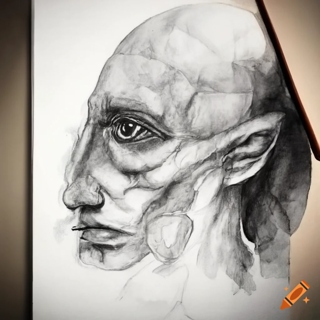 Intriguing pencil drawing of the inside of dante's inferno