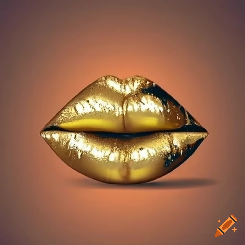 Abstract golden lips with dripping colors on Craiyon