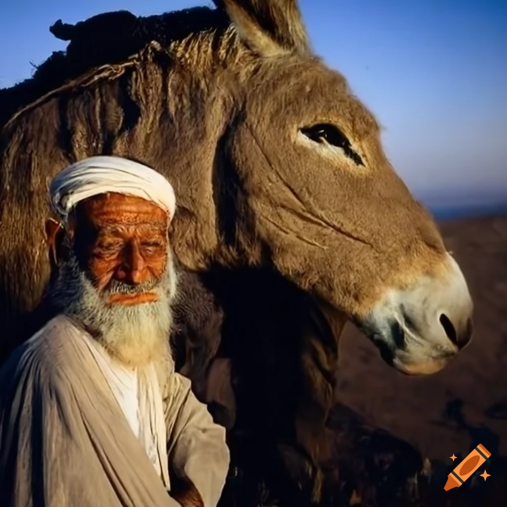 Arabic man with a donkey on Craiyon