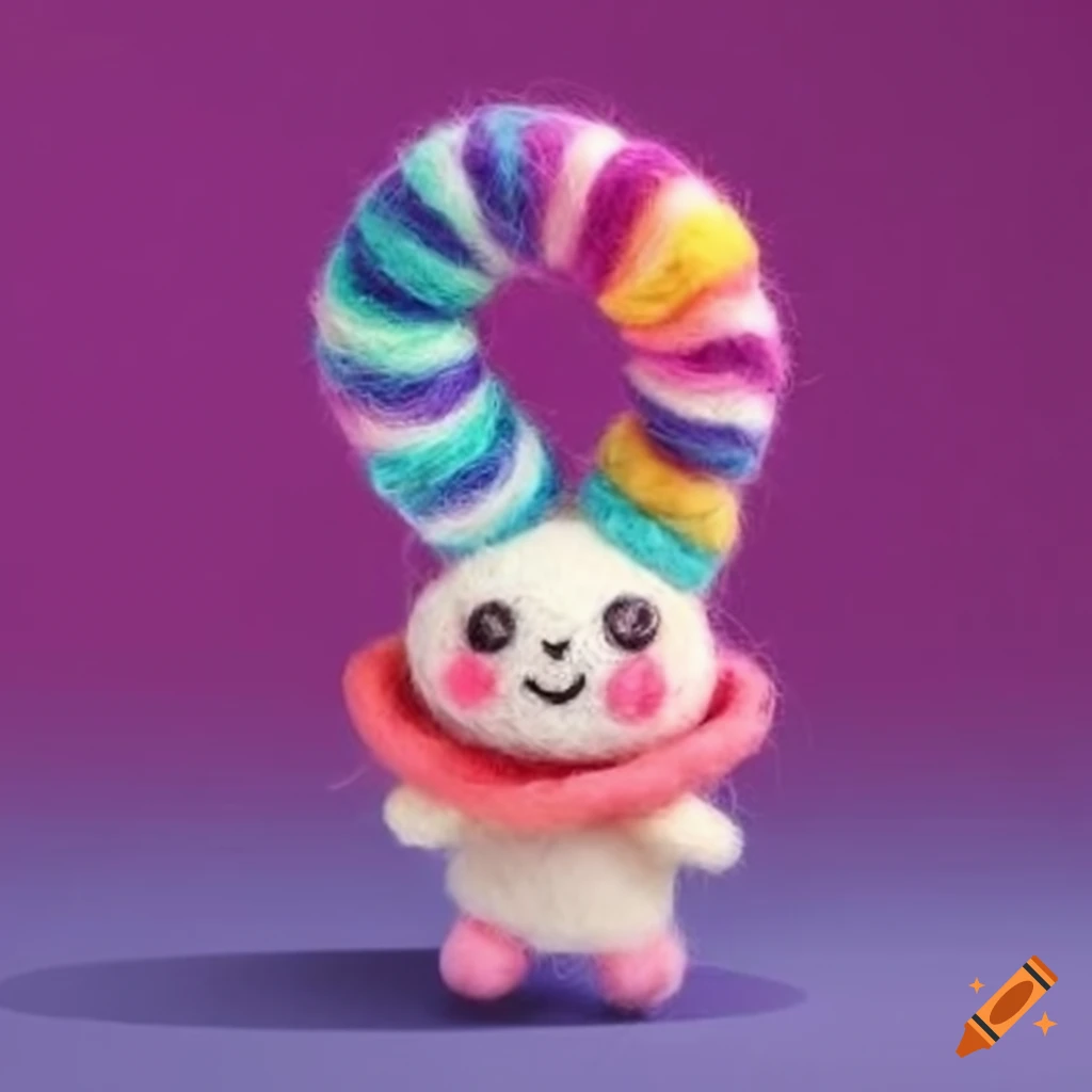 Cute candy creatures made of felted wool on Craiyon
