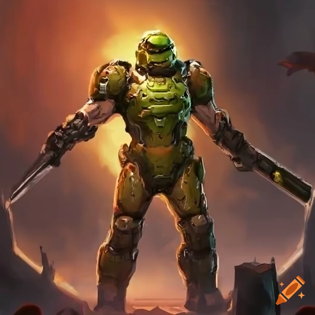 Cover art of doom slayer on Craiyon