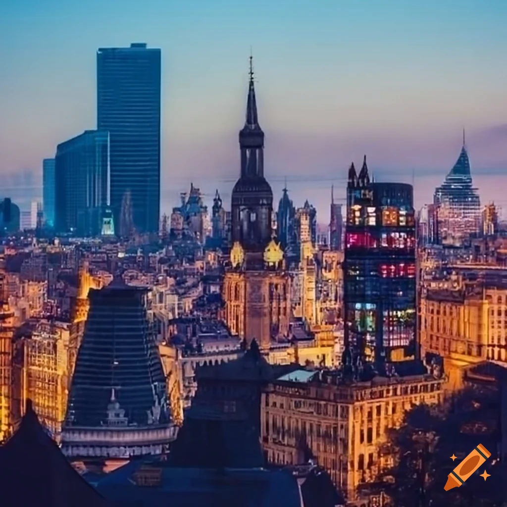 Skyscrapers in a european city on Craiyon