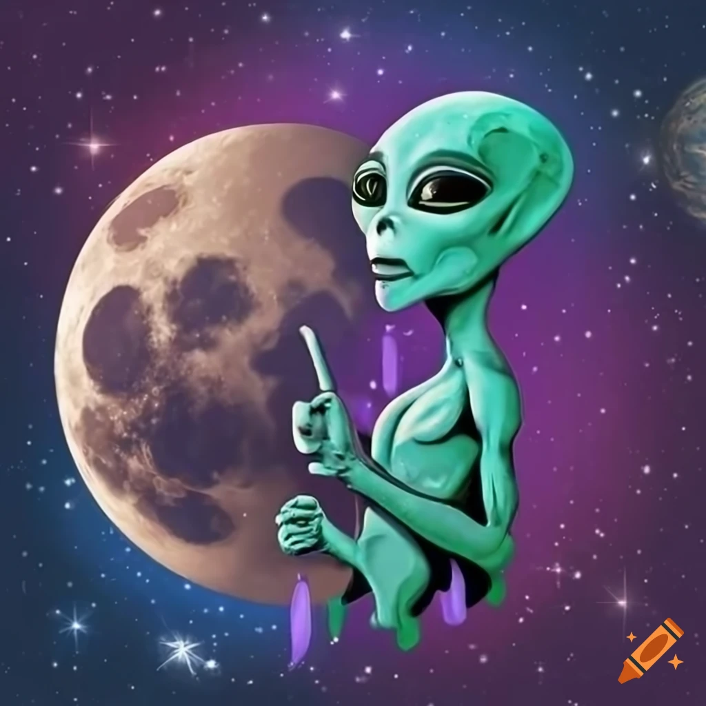 Alien smoking in space on Craiyon