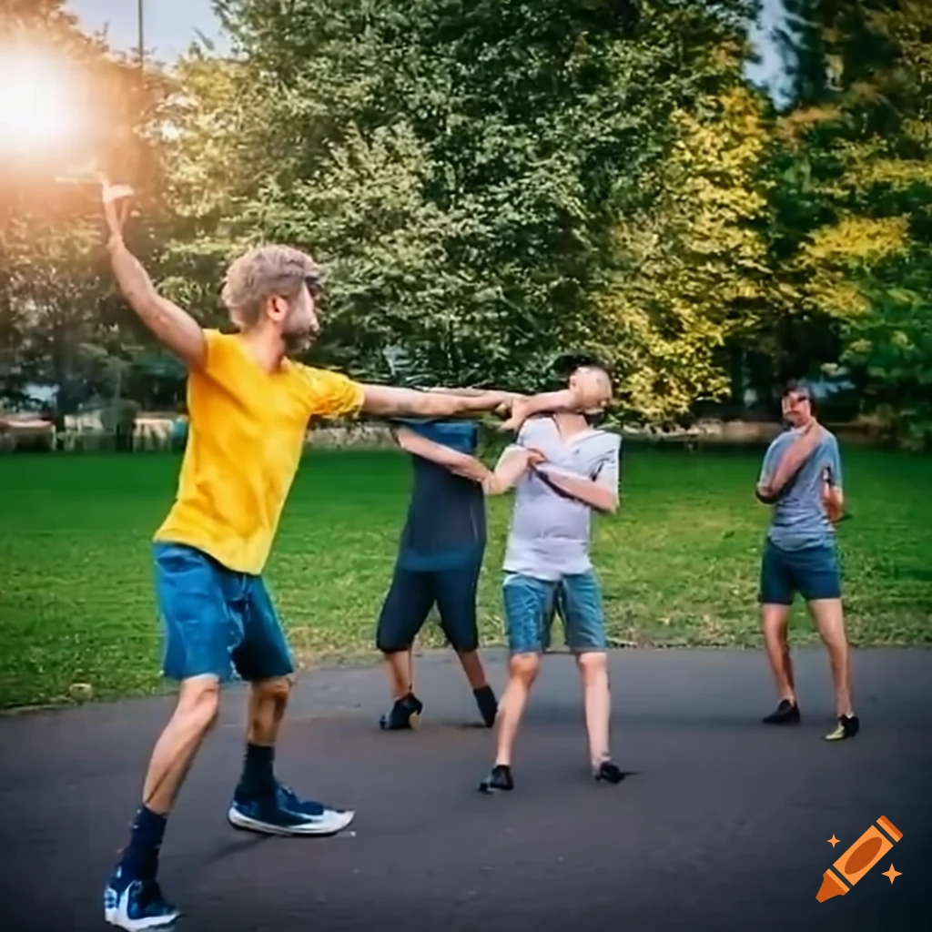 Men playing frisbee in a parking lot
