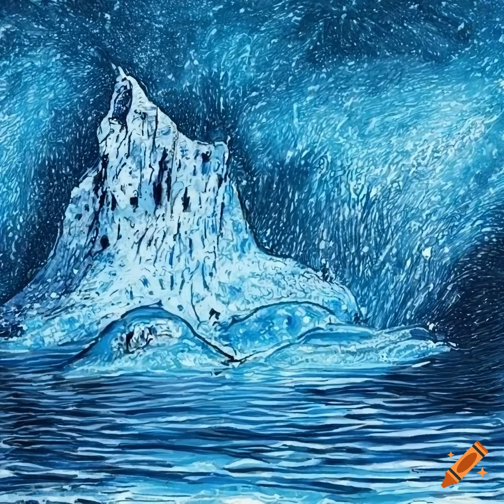 Detailed ink drawing of a desolate island in a storm on Craiyon
