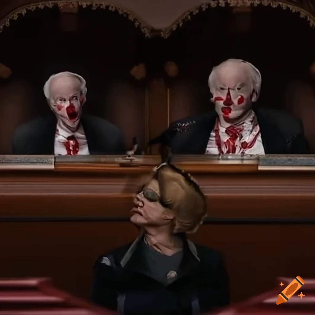 Intricately detailed political cartoon of gop clowns in congress