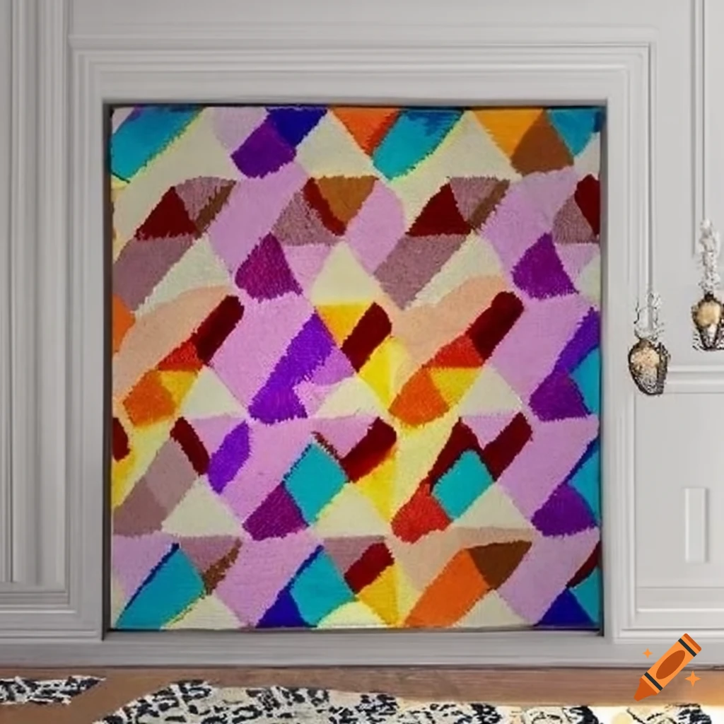Geometric art tufted rug with fun explosion design on Craiyon