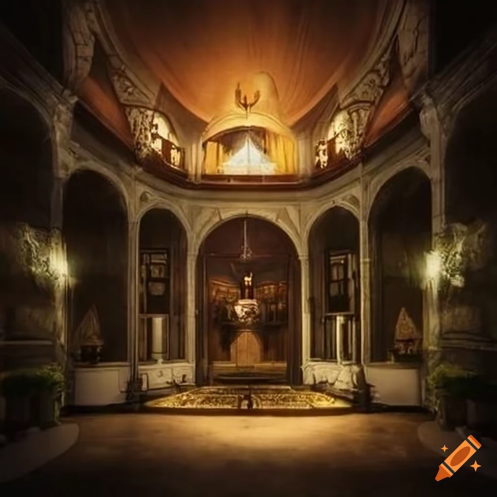 17th century french dolls in a dimly lit tower room on Craiyon