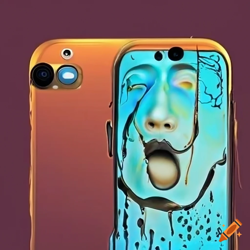 Surreal artwork of melting iPhones on Craiyon