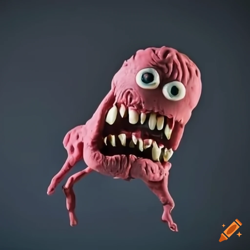 Claymation monster mouth on black background on Craiyon
