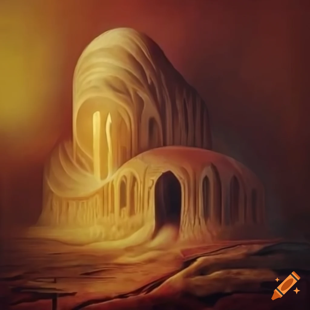 Surreal artwork of a twisted church on Craiyon