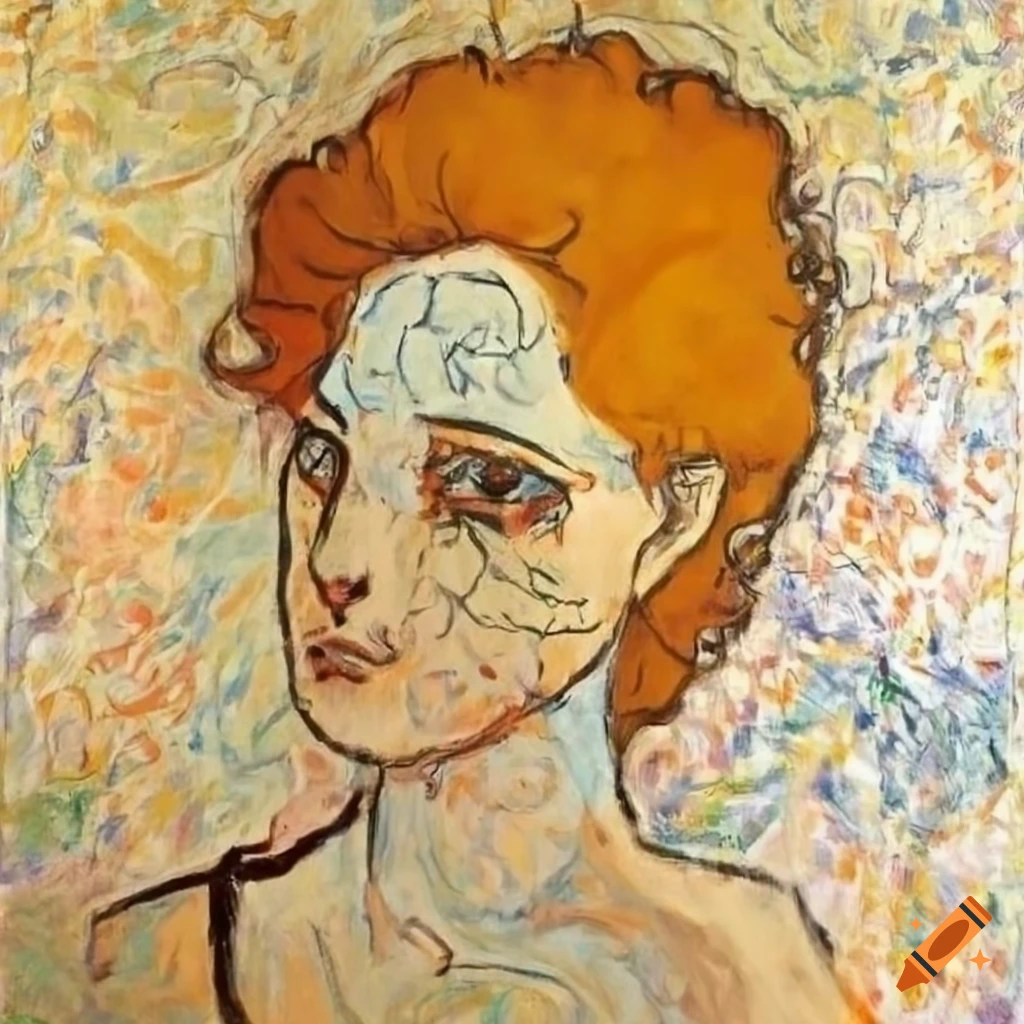 Abstract art nouveau design with anime silhouette and creature design ...