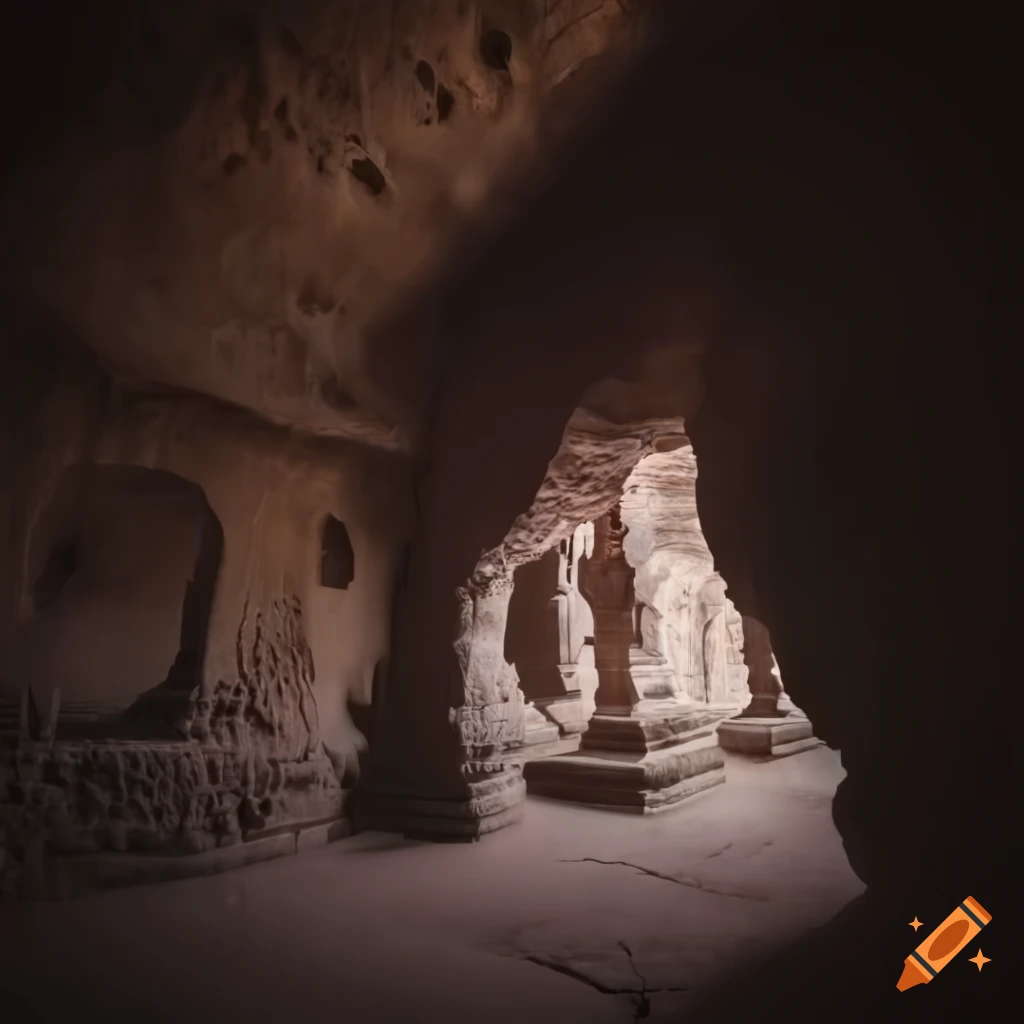 Ethereal ancient cave temple complex on Craiyon