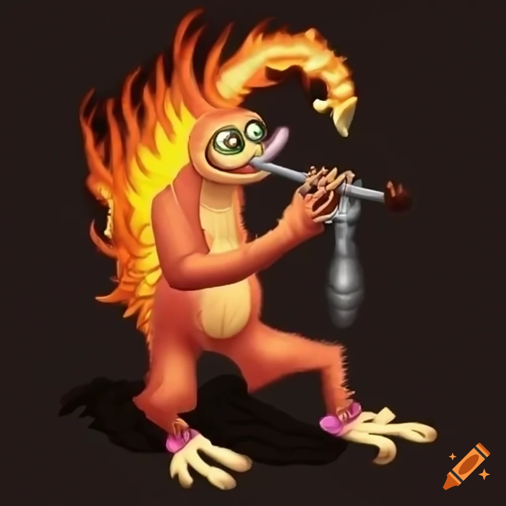 My singing monsters fire monkey playing oboe on Craiyon