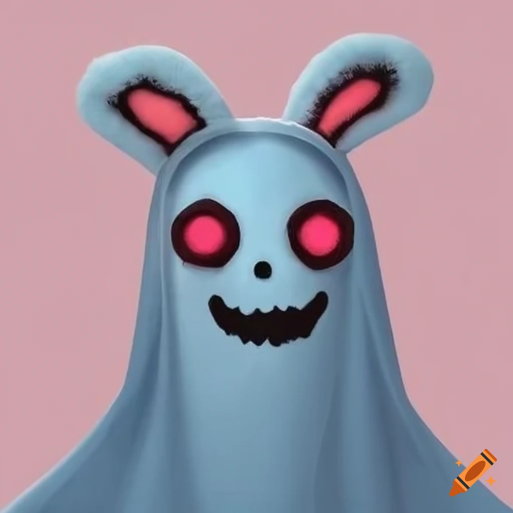 Cartoon ghost with rabbit ears on Craiyon