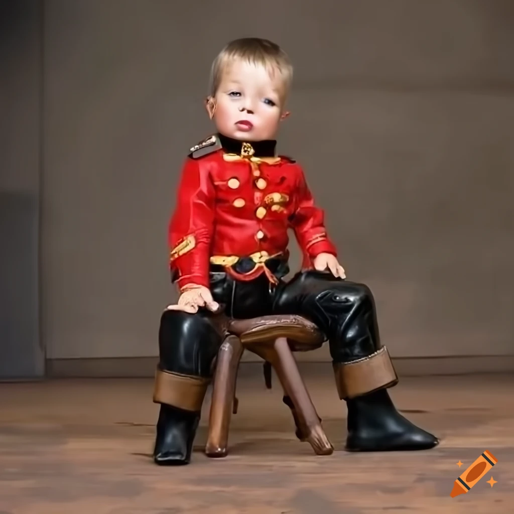 Photo of a young canadian boy in mountie uniform on Craiyon