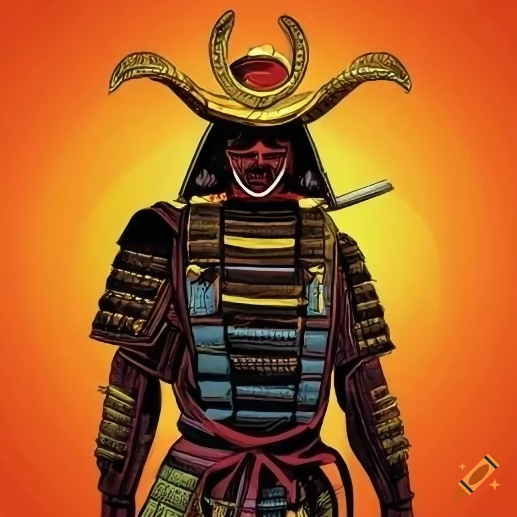 Samurai warrior holding precision drafting tool for drawing straight ...