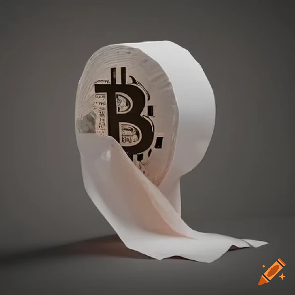 Toilet paper with bitcoin logos