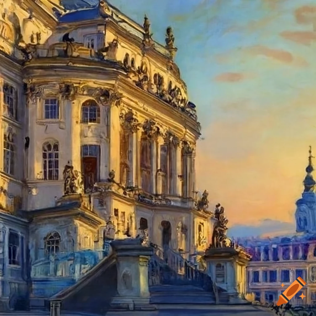 Neoclassical painting of a charming street scene with lanterns on Craiyon